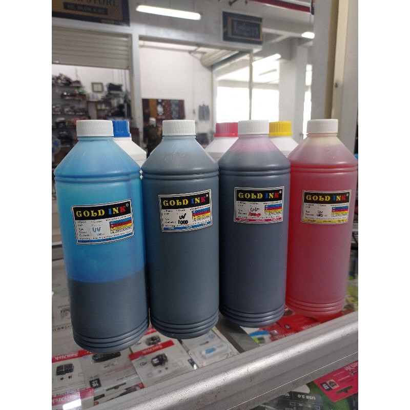 Jual TINTA UV GOLD INK 1 ltr ,KUALITAS BAGUS IMPORT,CERAH,TAHAN SINAR ...