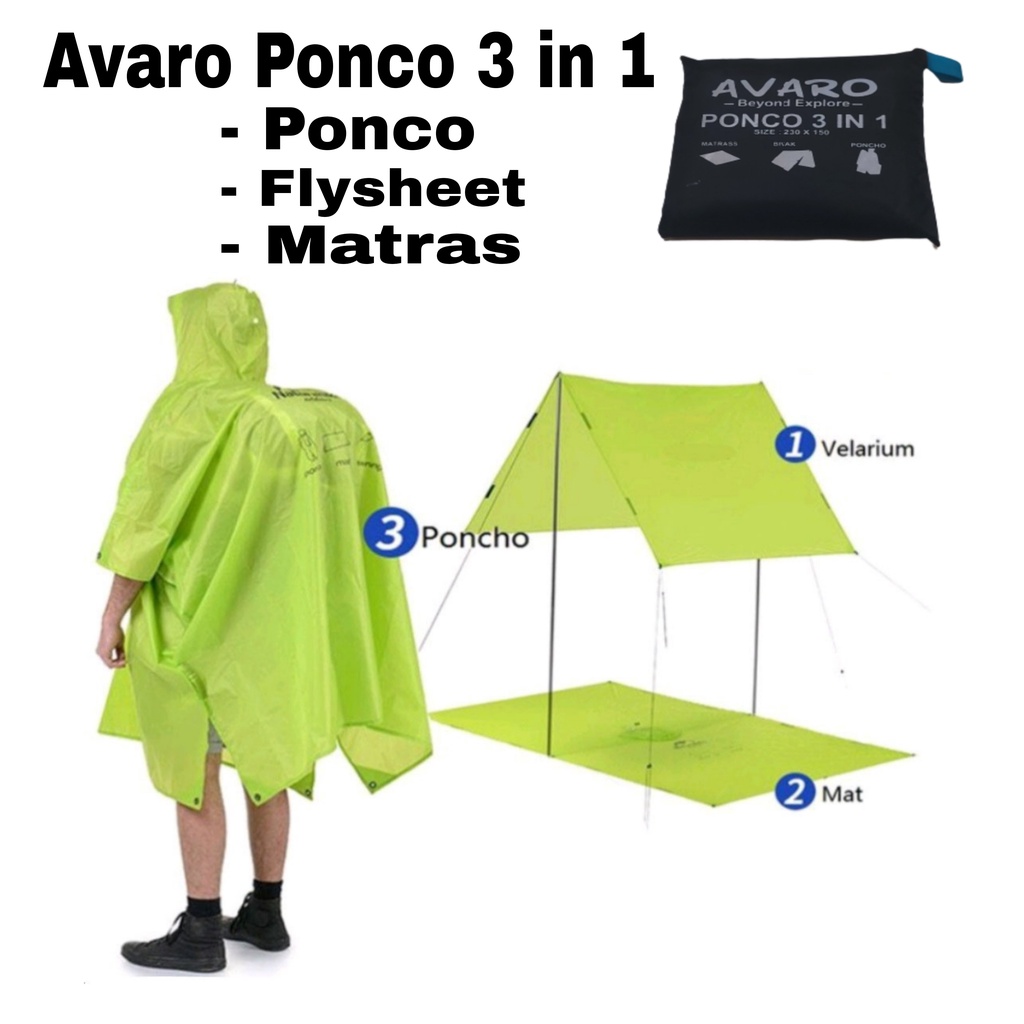 Jual Jas Hujan Ponco AVARO 3in 1 Multifungsi - MATRAS - FLYSHEET ...