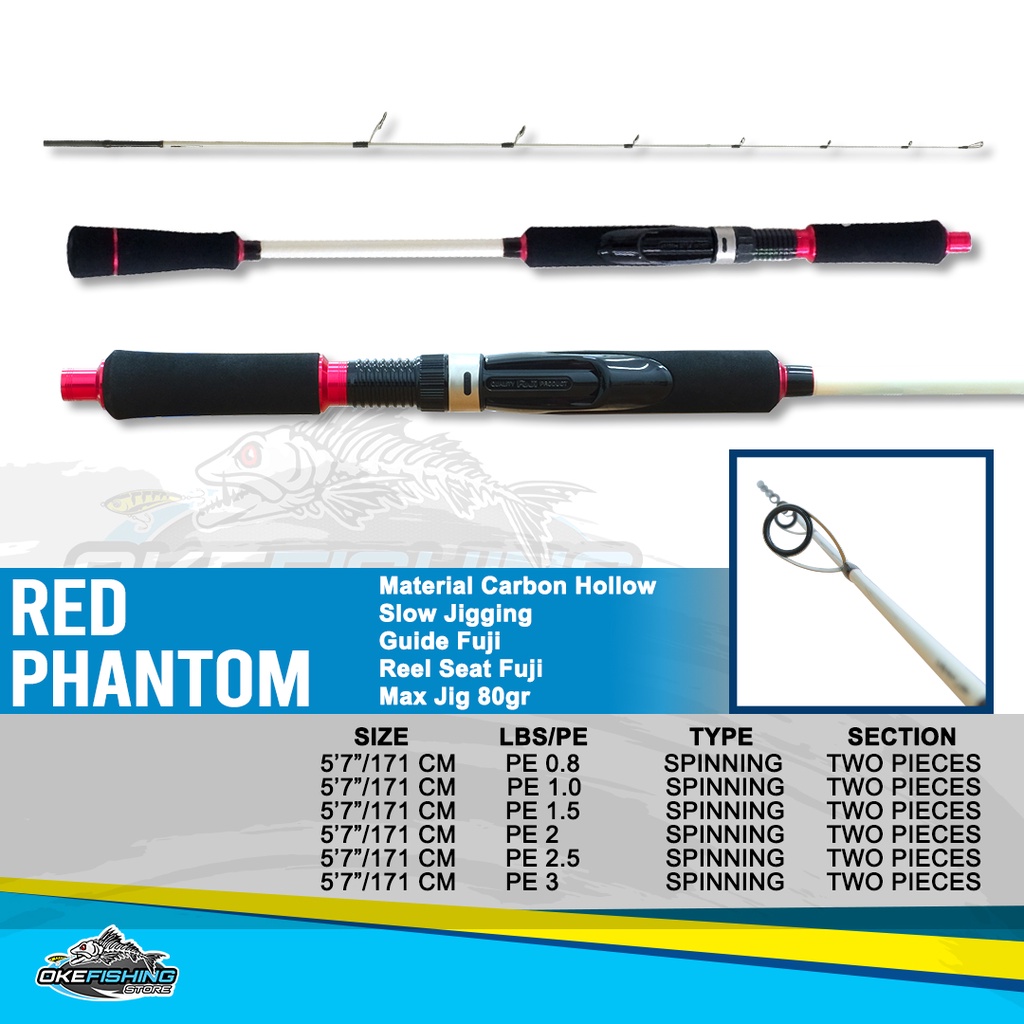 Jual Joran Versus RED PHANTOM Spinning Carbon Hollow Material Slow Jigging Ring Fuji Guide Surf ...
