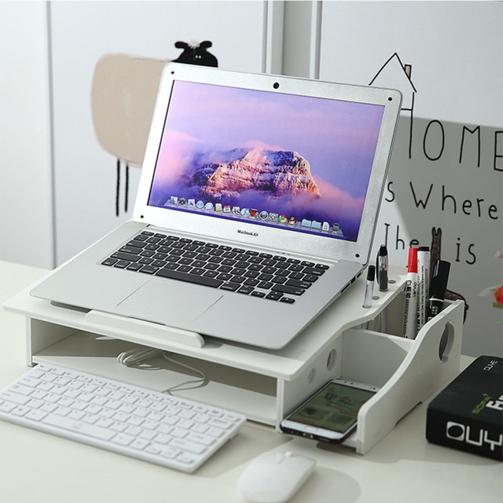 Jual Meja Peninggi Laptop DIY Putih V9525 | Shopee Indonesia