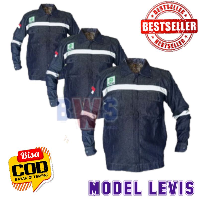 Jual wearpack Levis/wearpack bahan Levis/baju kerja proyek/baju kerja ...