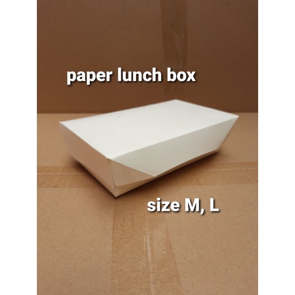 Jual white paper lunch box/lunchbox/kotak makan kertas putih M/L @50pcs ...
