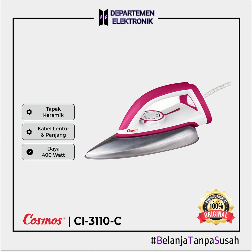 Jual SETRIKA KERAMIK 400 WATT / SETRIKA COSMOS 3110 C MURAH BANGET ...