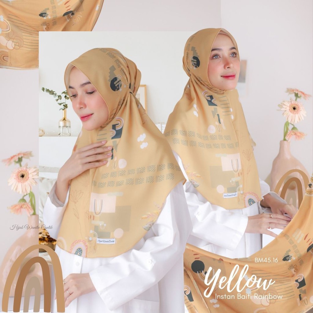 Jual Hijabwanitacantik Instan Baiti Rainbow Bm45 16 Yellow Hijab