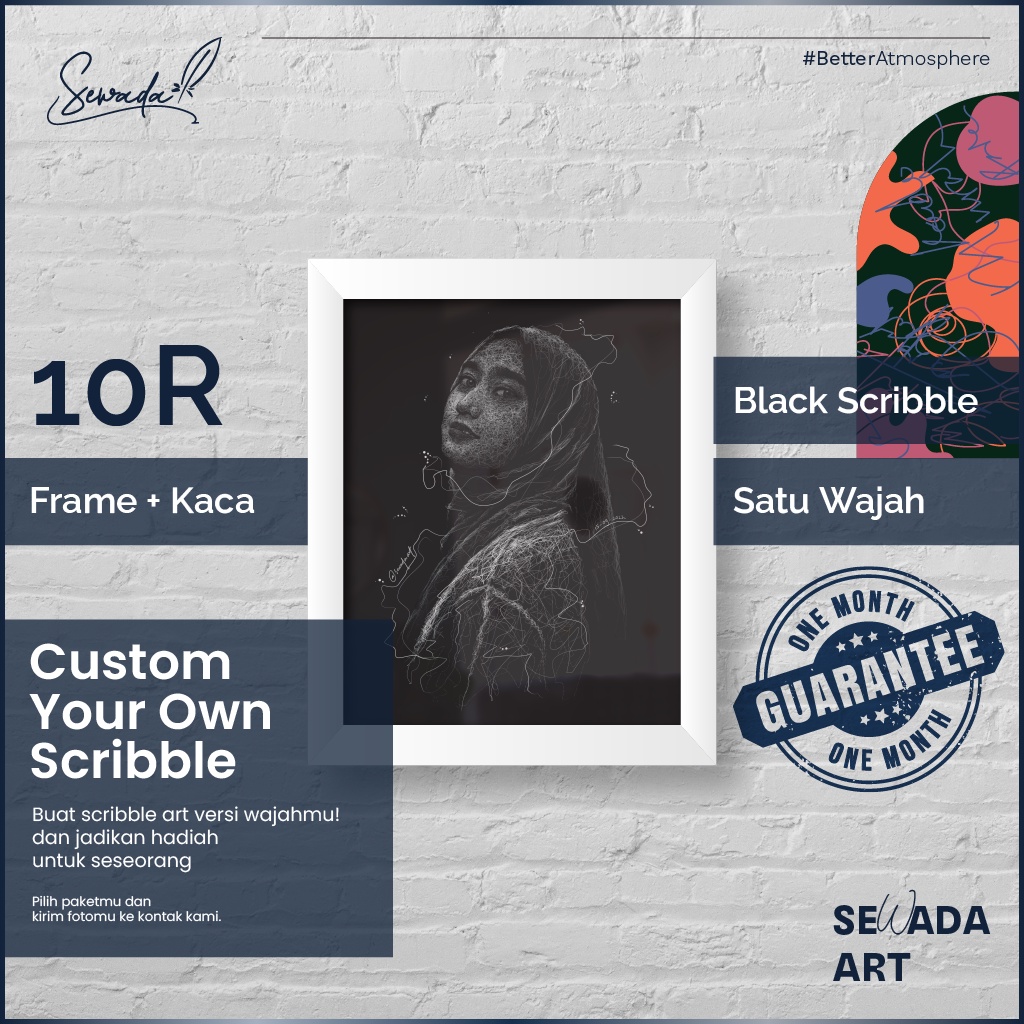 Jual [Custom Black scribble art] "1 WAJAH 10R Digital Scribble" gambar ...