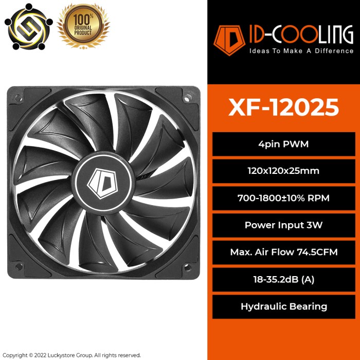 Jual ID-COOLING IDCOOLING XF-12025-SD-K 120mm 12cm PWM Fan | Shopee ...