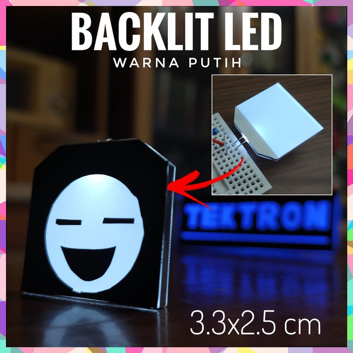 Jual Backlit 1 Led LCD warna Putih Name tag Papan Nama Back Light Emoji ...