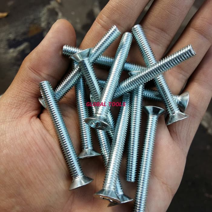 Jual Baut obeng m6 x 70 machine screw JF 6 x 70 flat head baut verseng ...