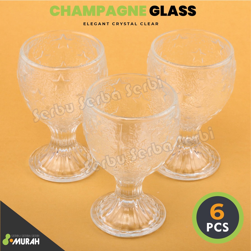 Jual 6 PCS - GELAS SAMPANYE STAR- ST 09-12 - UKURAN 340 ml - SET 6 PCS ...