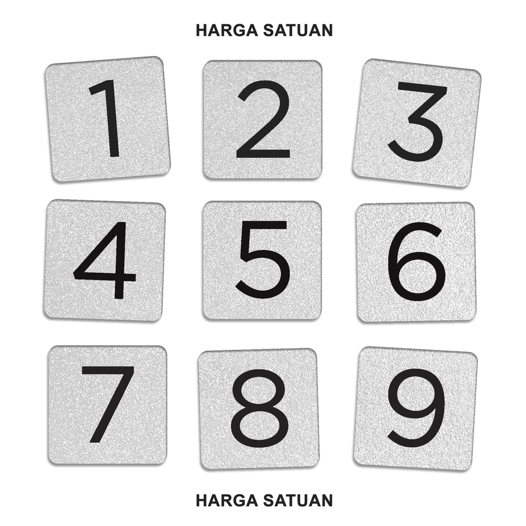 Jual Signage AKRILIK - NOMOR MEJA SILVER SQUARE- Table Number Sign 7.5 ...
