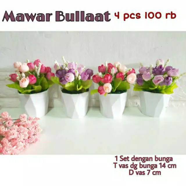 Jual PAKET MAWAR BULLAT + Vas Diamond Bunga Mini Bunga Hias Bunga ...