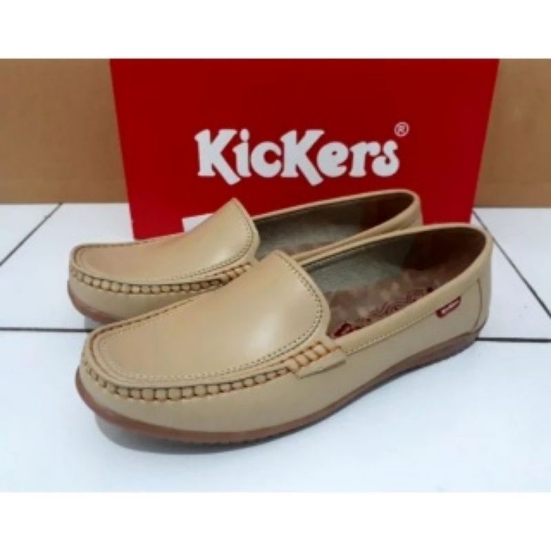 Jual sepatu kickers ivory cewek slip on flat casual formal dinas kerja ...