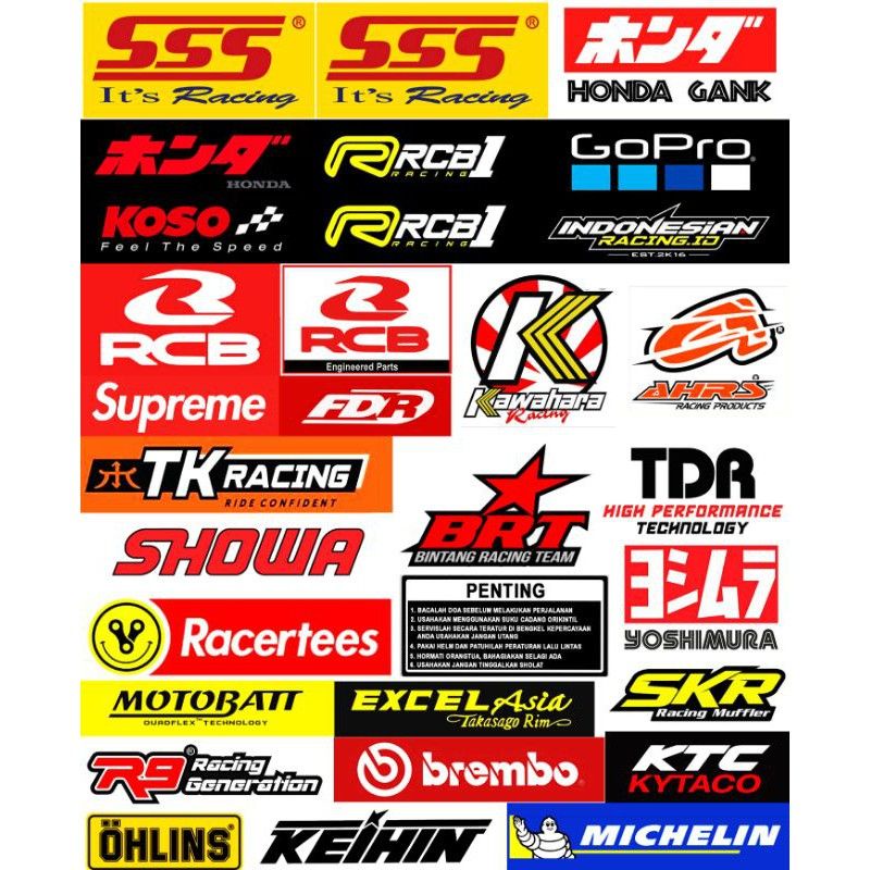 Jual sticker pack honda gank racing showa sss rcb tk racing ktc ...