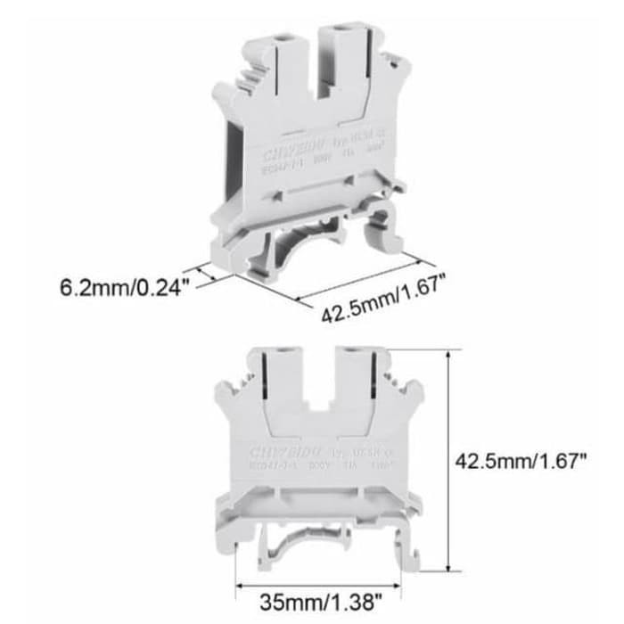 Jual TERMINAL BLOK BLOCK UK5N UK-5N DIN RAIL 41A 4MM GRAY ABU-ABU 24-10 AWG | Shopee Indonesia