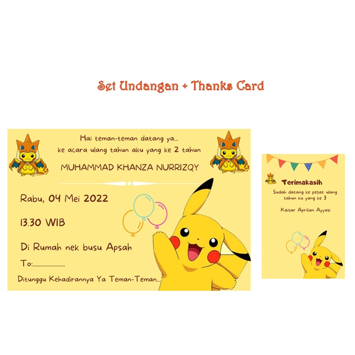 Jual Kartu Undangan Ulang Tahun Anak Plus Thank You Card Ultah | Shopee ...