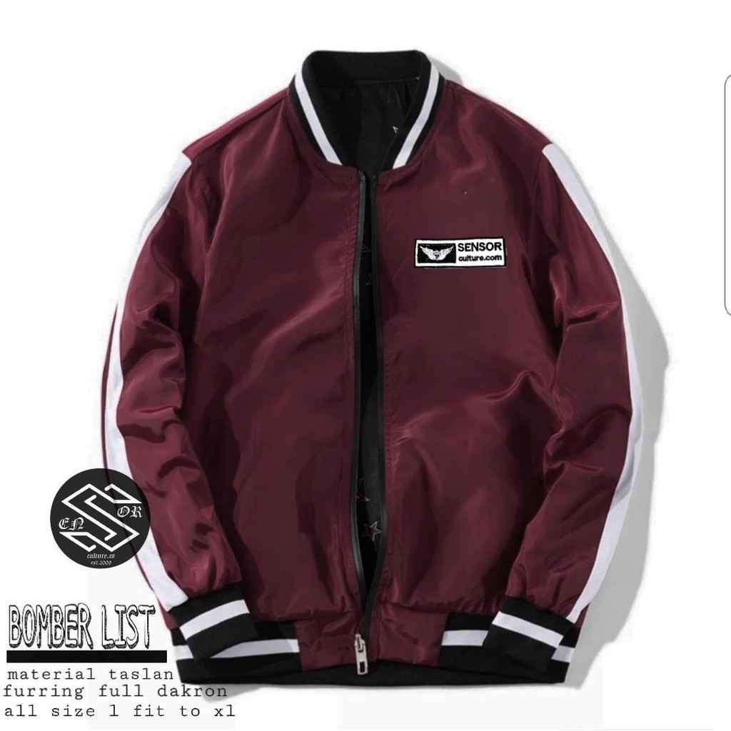Jual [BAYAR DI TEMPAT/COD] JAKET BOMBER/ JAKET PRIA BOMBER LIST / JAKET ...