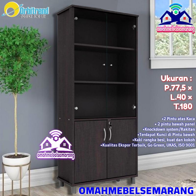 Jual Lemari Arsip 2 pintu kaca Rak Buku ORBITREND GSR Almari File Kaki ...