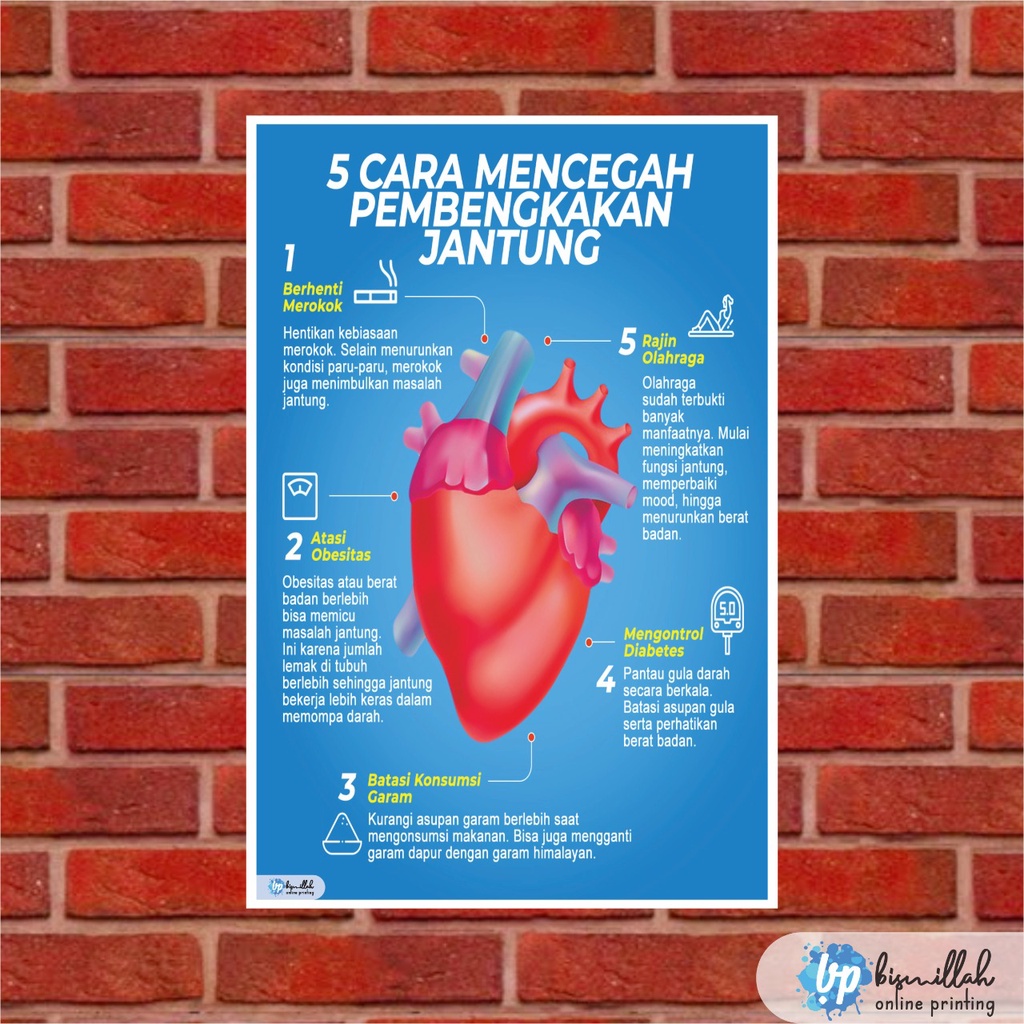 Jual Poster Kesehatan 5 Cara Mencegah Pembengkakan Jantung | Shopee ...