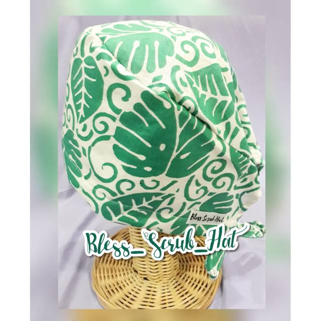 Jual Topi Bedah / Nurse Cap/ Sugical cap/ Topi Motif/ Batik motif daun ...