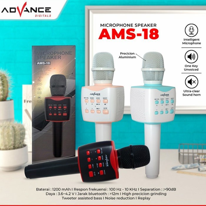Jual Mic bluetooth karaoke advance ams 18 ams18 | Shopee Indonesia
