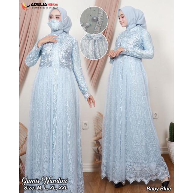 Jual Gamis brokat tulle nandini//Gamis muslim//gamis pesta//Gamis tulle ...