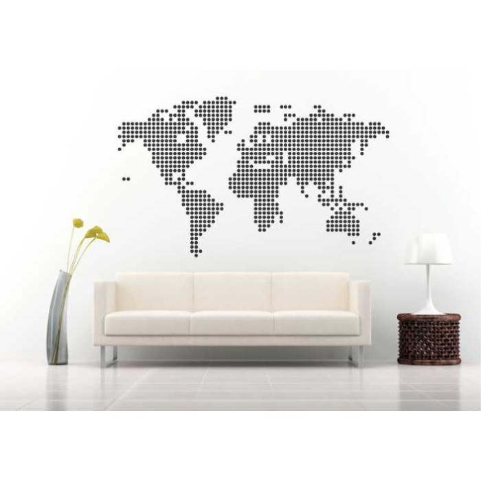 Jual WALL STICKER PETA DUNIA DARI KUMPULAN TITIK-TITIK (DOTS WORLD MAP ...