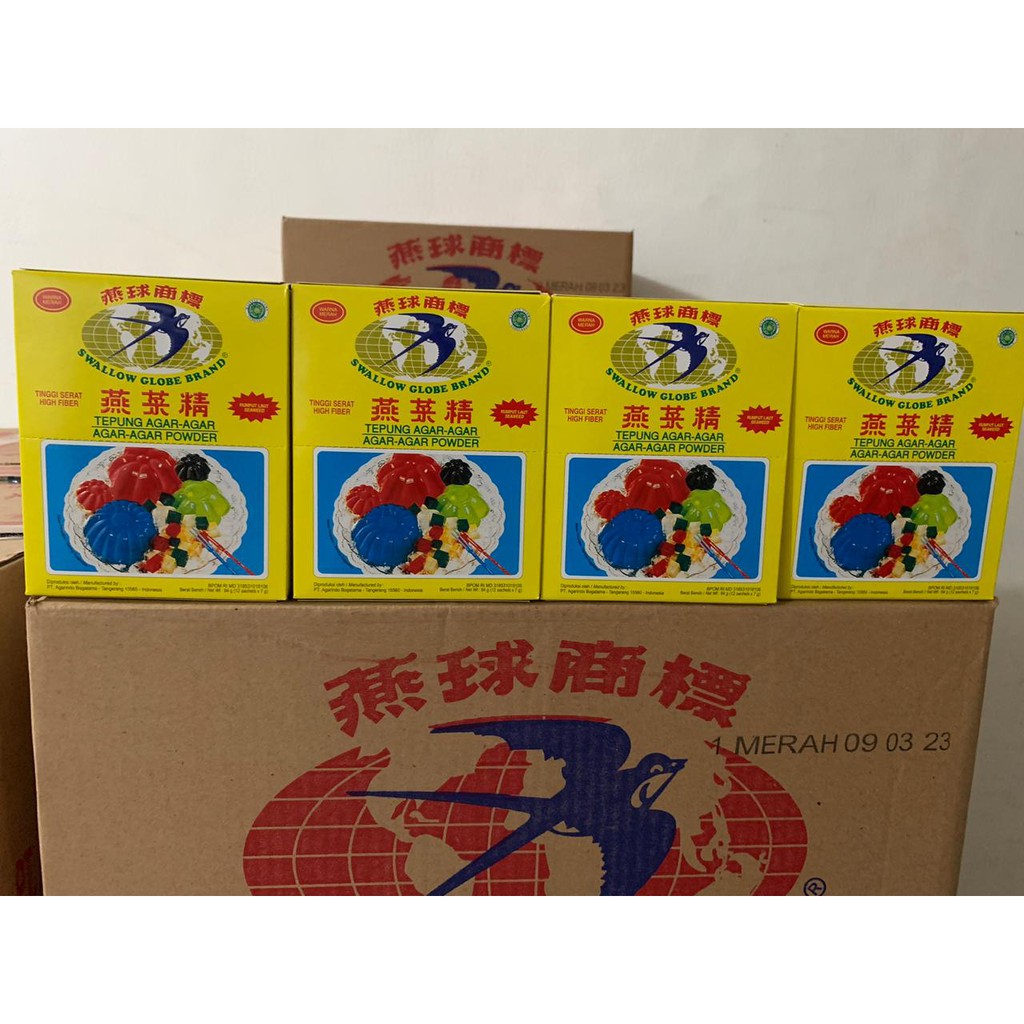 Jual Agar Agar Swallow Globe Merah 1 box isi 12 Sachet | Shopee Indonesia