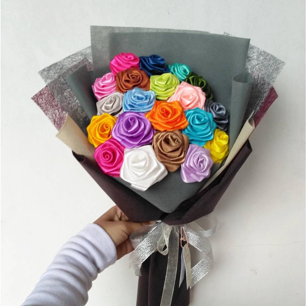 Jual Buket Bunga Mawar Satin Isi 20 bunga | SATIN ROSE BOUQUET | Ajisai ...