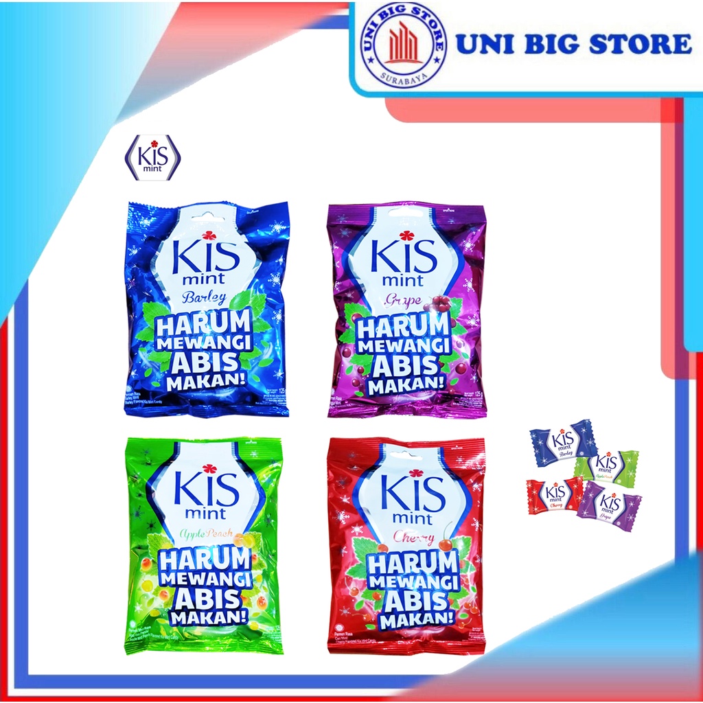 Jual Kis Mint Permen Apple Peach Cherry Barley Grape KISS Candy Cooling 125 gr | Shopee Indonesia