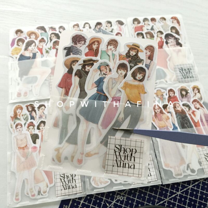 Jual Sticker Aesthetic | 10 pcs OOTD Girls Illustration Stickers Vol. 3 ...
