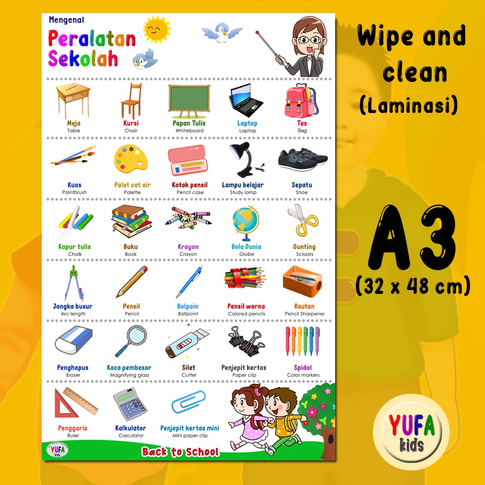 Jual 005 Poster mengenal alat belajar / poster alat sekolah- Poster Edukasi Anak - Poster ...