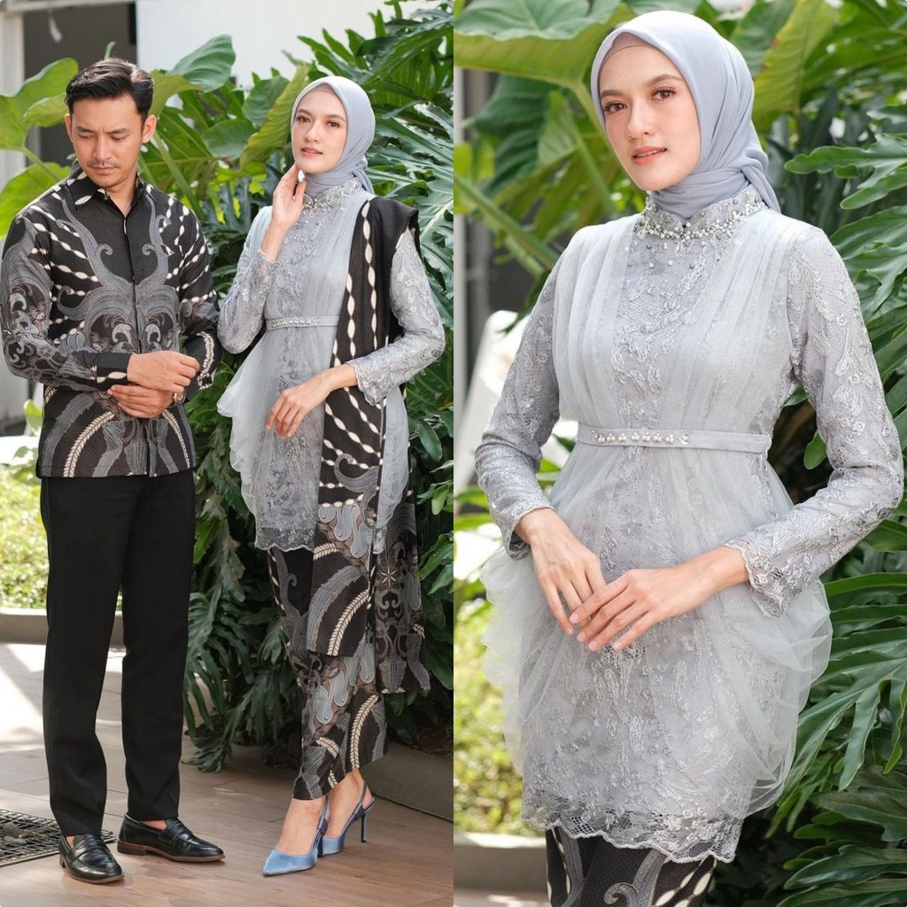 Jual New Arrival Set Couple Kebaya Madina Tunik Warna Grey Lamaran ...