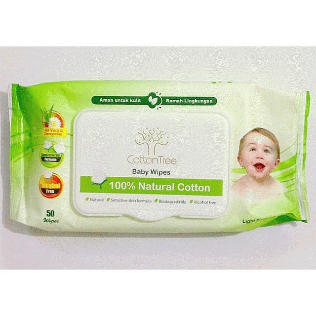 Jual Cotton Tree Baby Wipes Parfum 50'S | Shopee Indonesia