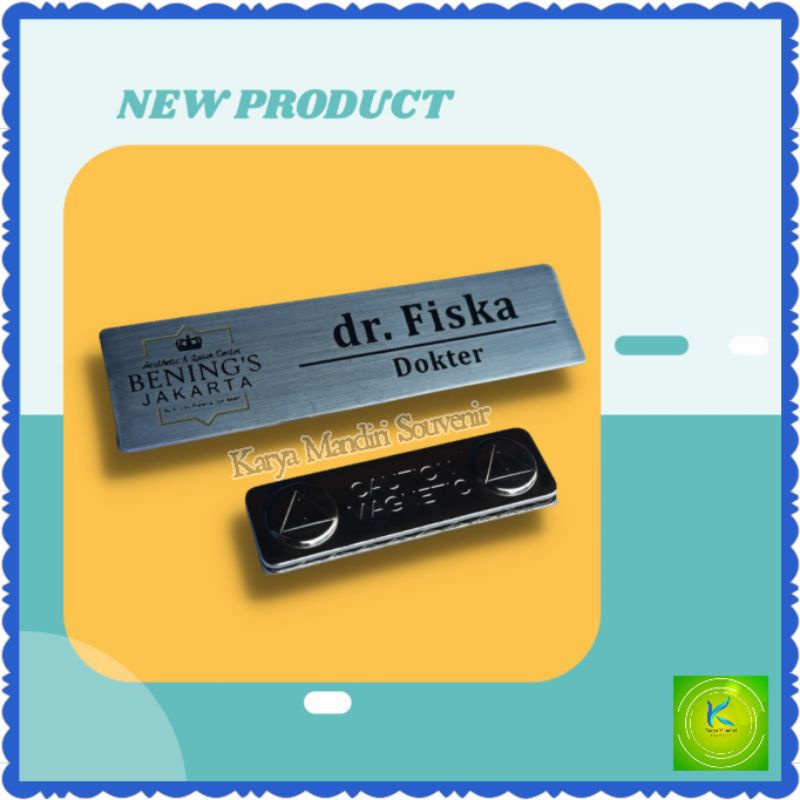 Jual Name Tag / Nama Dada Grafir Bahan Stainless 0,8 mm Logo Custom ...