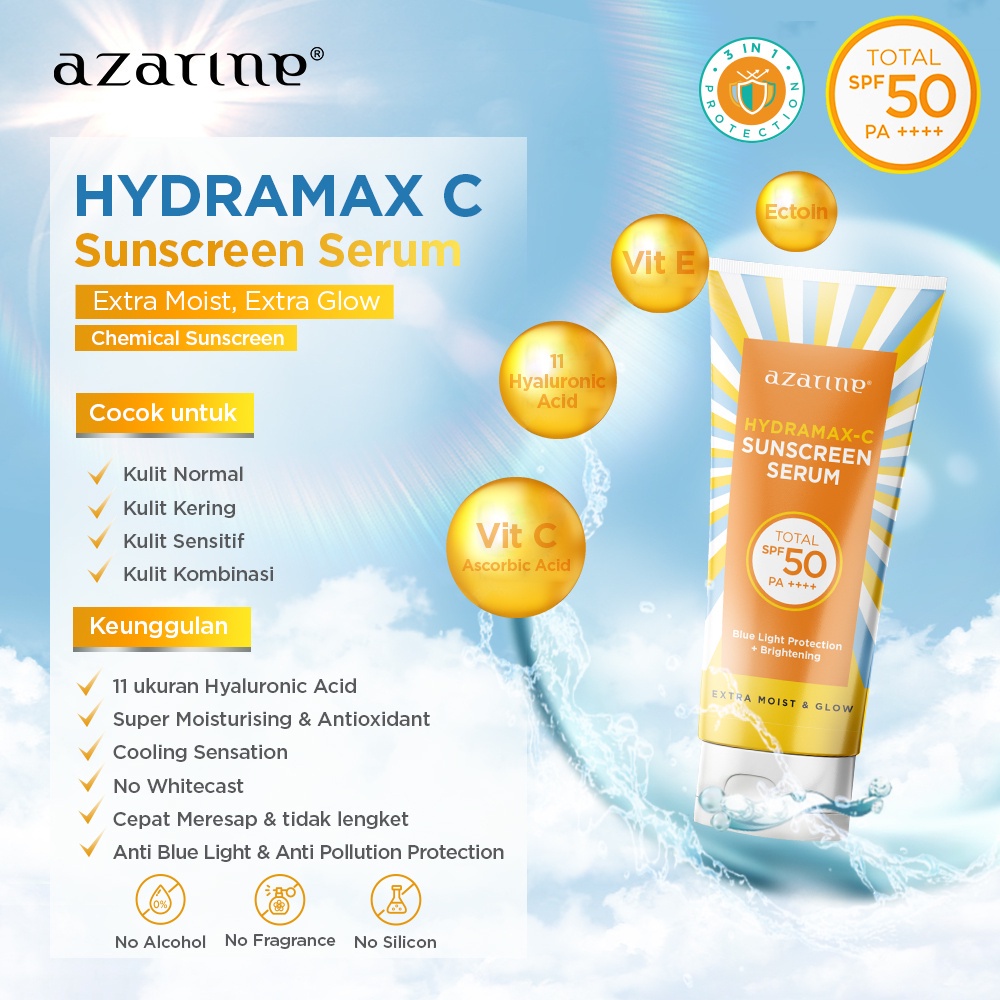Jual Azarine Sunscreen Series - Gel SPF 45 | Ceraspray SPF 50 | Serum ...