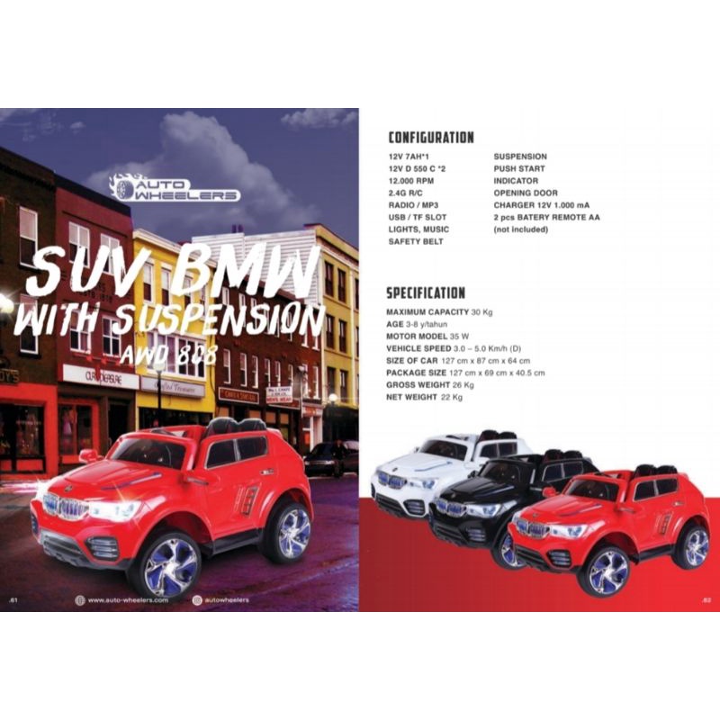 Jual Mobil Aki Mainan Anak Premium Quality Auto Wheelers SUV BMW, SUV ...