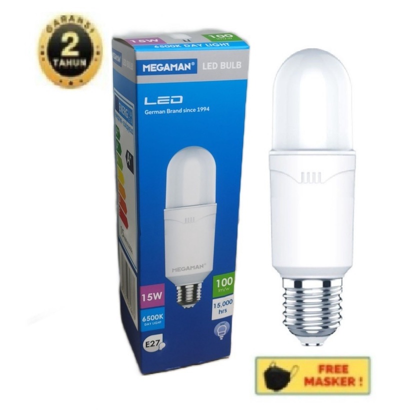 Jual Lampu Bohlam LED STICK MEGAMAN 15 WATT 6500K Cahaya Putih Bergaransi | Shopee Indonesia