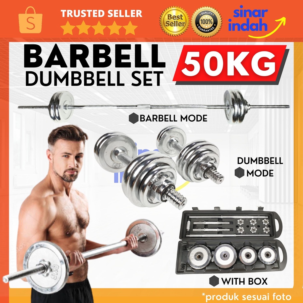 Jual Dumbell 50 KG Set Chrome Dambel Dumbbell Dumbel Barbel Barbell ...