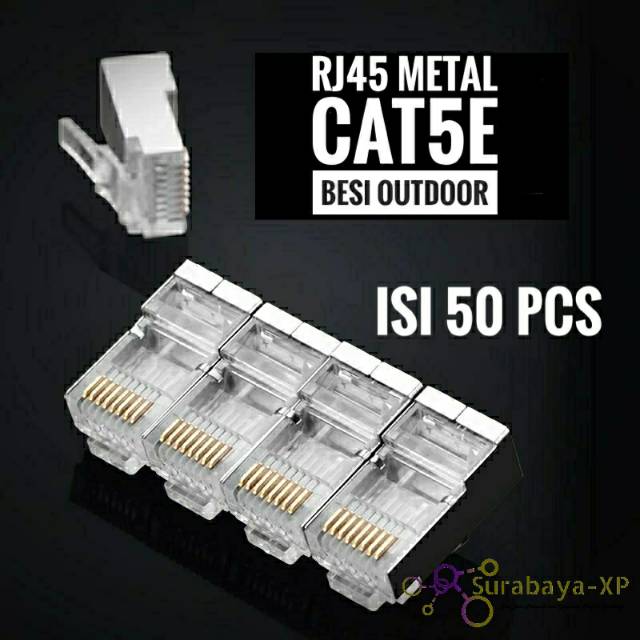 Jual Konektor RJ45 CAT5E Metal Plat Besi STP FTP kabel lan Outdoor ...