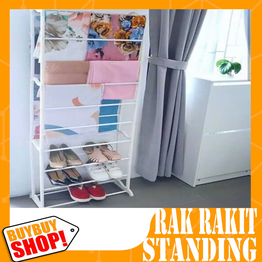 Jual amazing shoes rack / rak sepatu 10 tingkat rakitan / rak jilbab ...