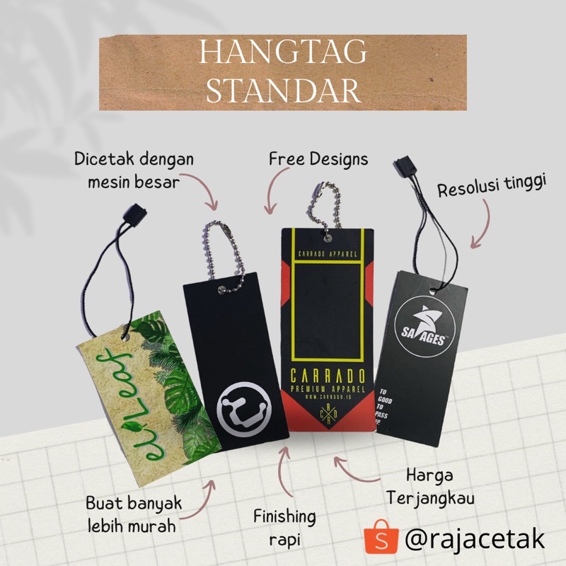 Jual Cetak Hang Tag 500 Pcs Gratis Desain, Hangtag Label Baju Kertas ...