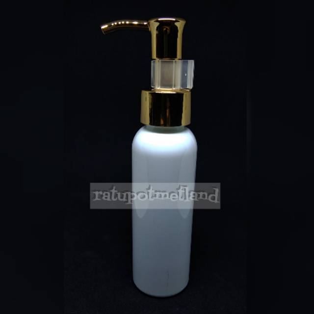 Jual Botol 100 ml pet plastik putih glosy pumplock gold luxury | Shopee Indonesia