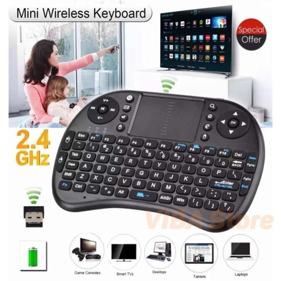 Jual Mini Keyboard i8 Wireless Touchpad Mouse Rechargeable | Shopee ...