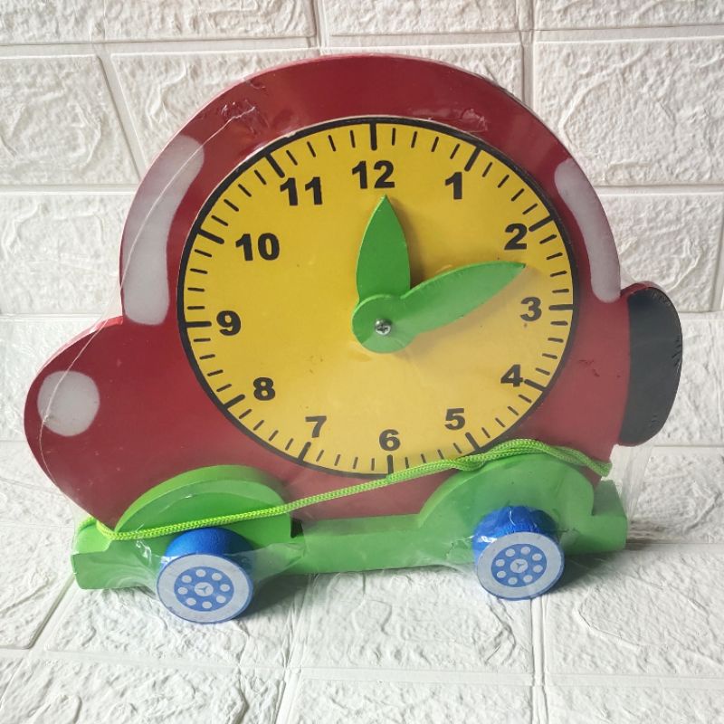 Jual Mainan Edukasi Jam Kayu Mobil / Alat Peraga Mengenal Waktu Anak ...
