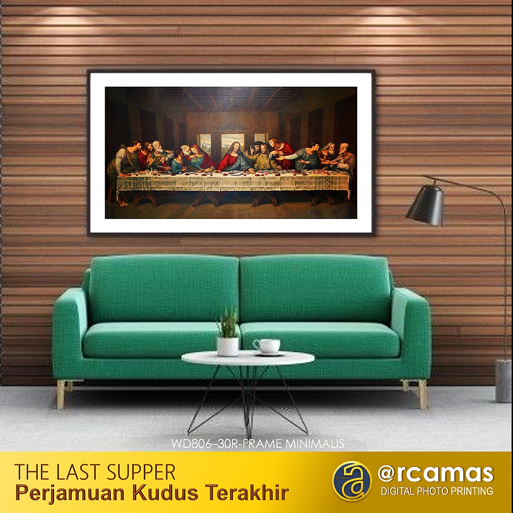 Jual Hiasan dinding kristen 30R - 65x100 cm perjamuan kudus bingkai ...