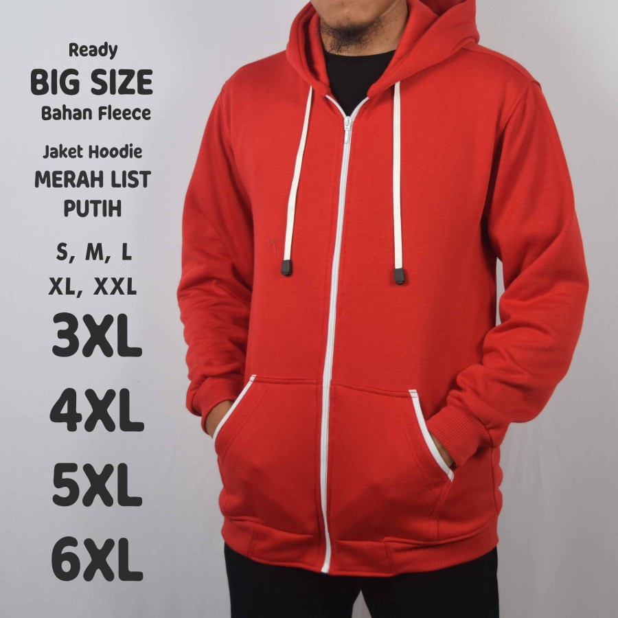 Jual Jaket Zipper Merah List Putih Big Size Jumbo | Shopee Indonesia