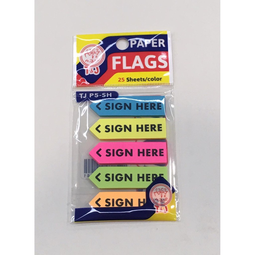 Jual T&J Labels 5 COLORS PAPER FLAGS TJ P5-SH (SIGN HERE) | Shopee ...