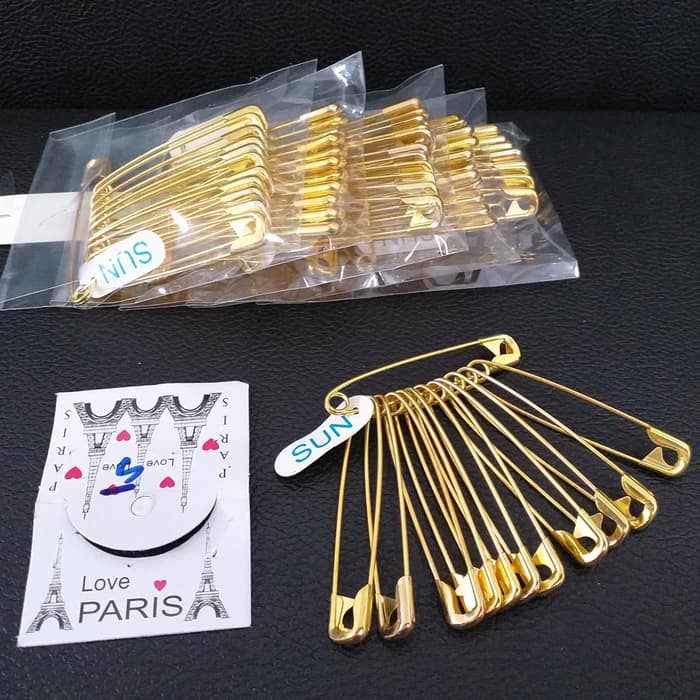 Jual Penity Peniti Emas Gold SUN Jumbo panjang 6cm harga per 12pcs ...
