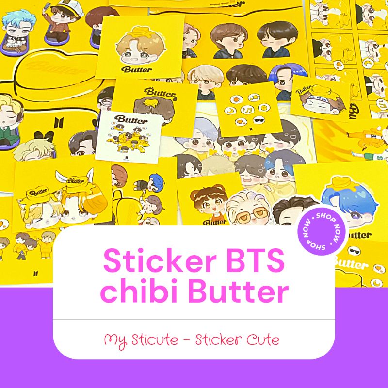 Jual (20pcs)Sticker Butter Chibi Version Stiker RM/Jin/Suga/Jhope/Jimin ...