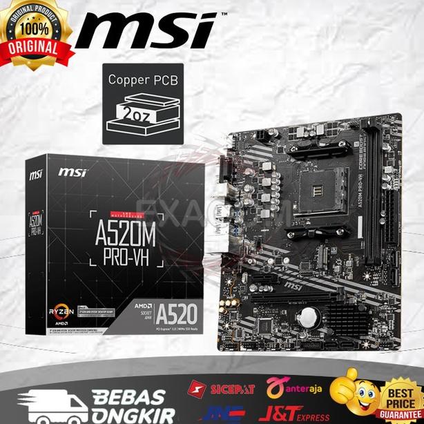 Jual Motherboard Msi A520M Pro Vh - A520M Pro-Vh (Am4, A520, Ddr4) | Shopee Indonesia